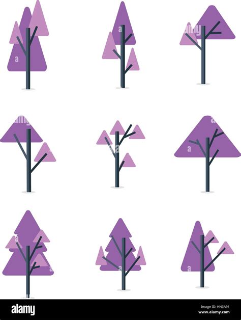 Set Of Tree Vector Flat Stock Vector Image Art Alamy