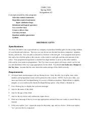 CMSC Assignment Description S Docx CMSC Spring Assignment Concepts Tested