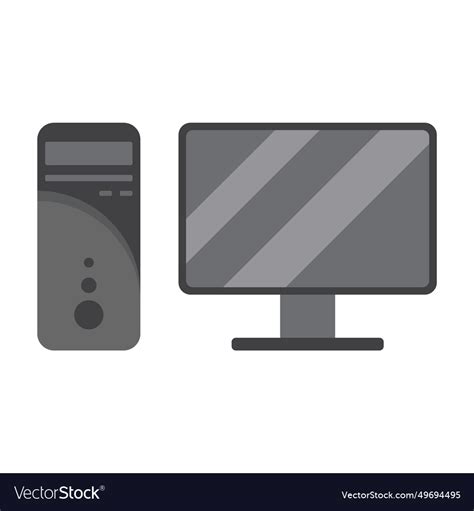 Flat Computer Desktop On White Royalty Free Vector Image