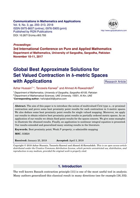 Pdf Global Best Approximate Solutions For Set Valued Contraction In B Metric Spaces With