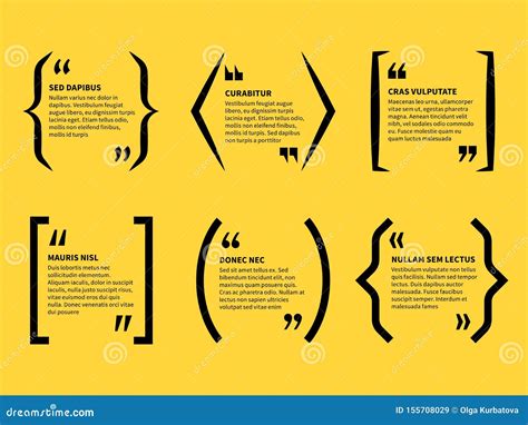 Quotes Marks Silhouette Set Black Quotation Icon Definition