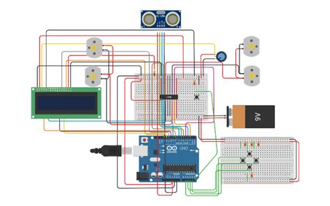 Circuit Design Robot Avoid Obstacle Tinkercad