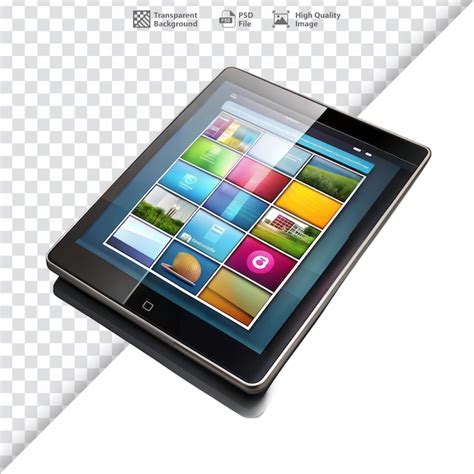 Tablet Device Displaying A Colorful App Interface Premium Ai
