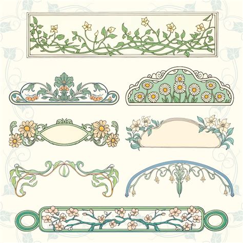 Elegant Floral Decorative Border Design Element Psd Set Premium Psd