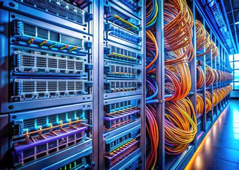 Modern Server Room Lan Cables Highspeed Data Transmission Secure Network Infrastructure For
