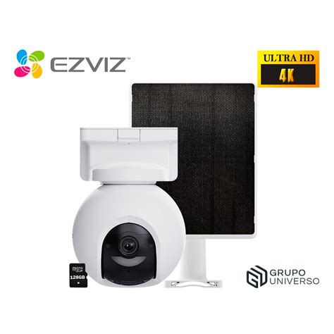 CÁmara Seguridad Ezviz Cb8 Pro 4k Panel Solar Kit 360 Audio Doble VÍa