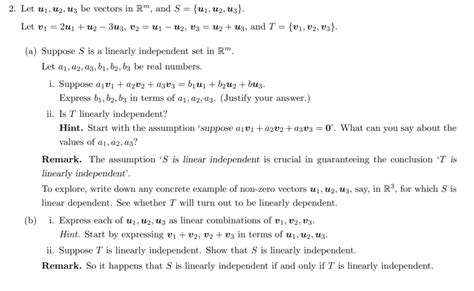 solved 2 let uj u2 u3 be vectors in r and s {u1 u2