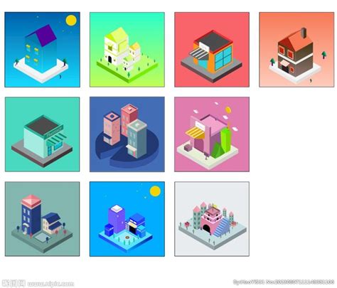 2 5d建筑矢量插图插画设计图 其他 动漫动画 设计图库 昵图网