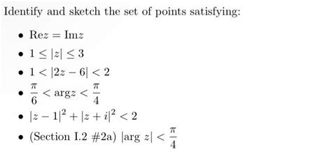 identify and sketch the set of points satisfying