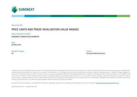 Price Limits And Trade Invalidation Value Ranges Document Title PRICE LIMITS AND TRADE Studocu