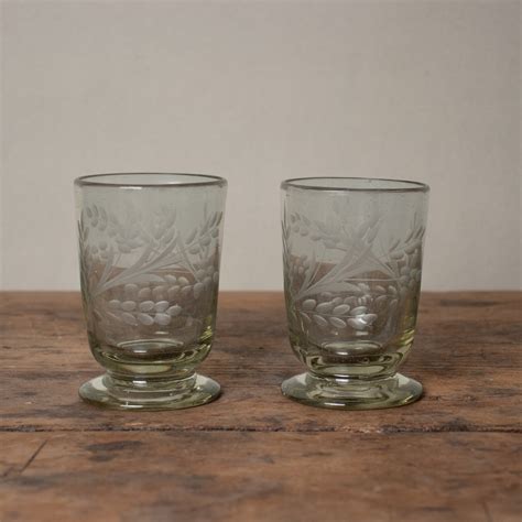 Hand Etched Blown Footed Glasses Ventana Home