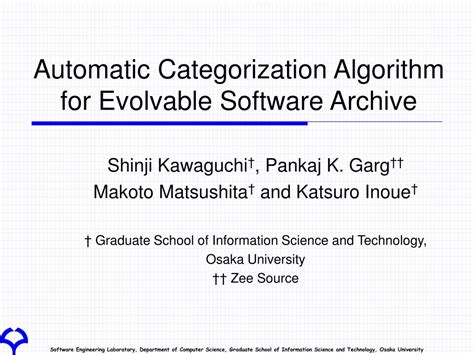 Ppt Automatic Categorization Algorithm For Evolvable Software Archive
