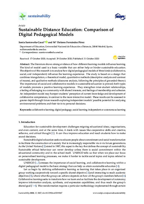 Pdf Sustainable Distance Education Comparison Of Digital Pedagogical