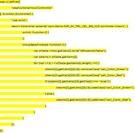 SAPUI How To Change The Background Color Of Sap M Tables Cells Of Each Row Based On Specific