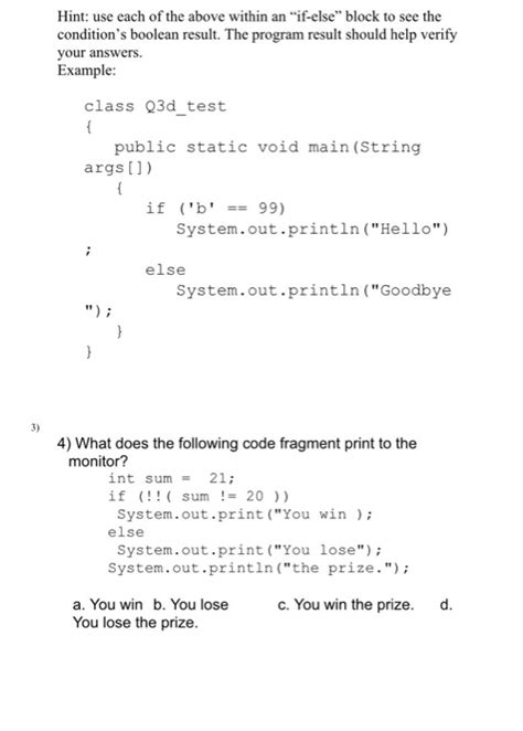 Solved Hint Use Each Of The Above Within An If Else Block Chegg Com