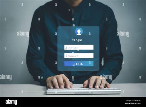 Man Using Keyboard Computer Login Interface On Touch Screen User Name