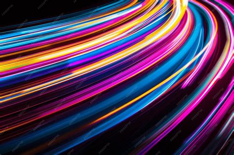 A Mesmerizing Display Of Vibrant Colorful Light Trails Curving Through The Night Showcasing