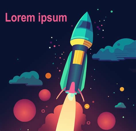 로켓 발사 벡터 우주에서 로켓 발사 프리미엄 벡터