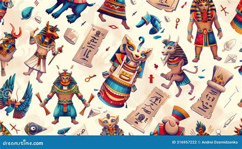 Ancient Egypt Papyrus Scroll Cartoon Modern Collection Featuring Hieroglyphs Egyptian Culture