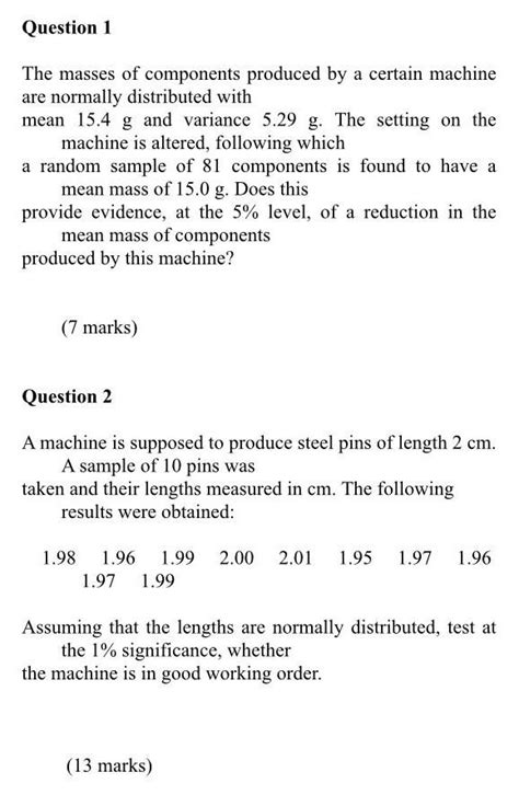 Solved The Masses Of Components Produced By A Certain
