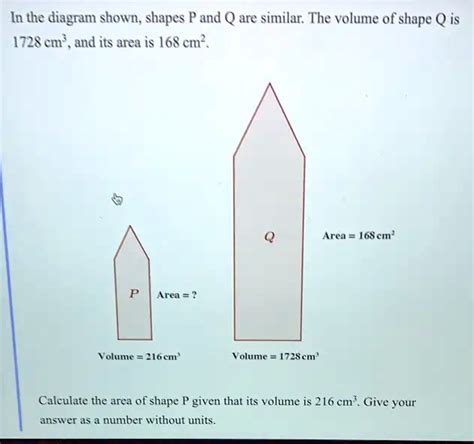 solved in the diagram shown shapes p and q are similar the volume of