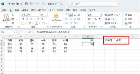 엑셀 Excel 함수 Hlookup 사용 방법 달리는꼬마