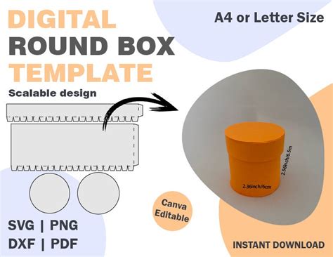 Round Box Template Svg Dxf Pdf Png Formats Round Box Pipe Box Round
