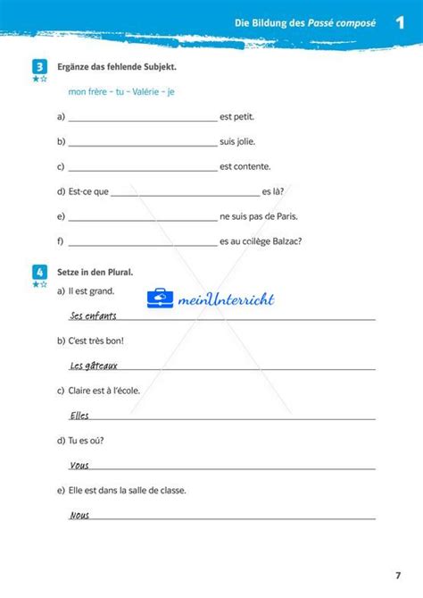 Die Bildung Des Passé Composé Die Hilfsverben Avoir Und être