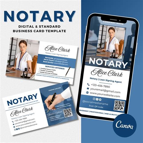 Notary Public Business Card And Digital Card Template Business Card
