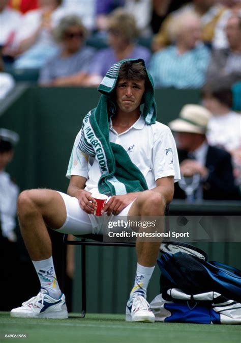 Goran Ivanisevic Of Croatia Takes A Break During A Mens Singles