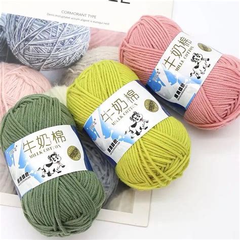 Milk Cotton Knitting Yarn 5 Ply 50gr Rainbow Milk Crochet Needles