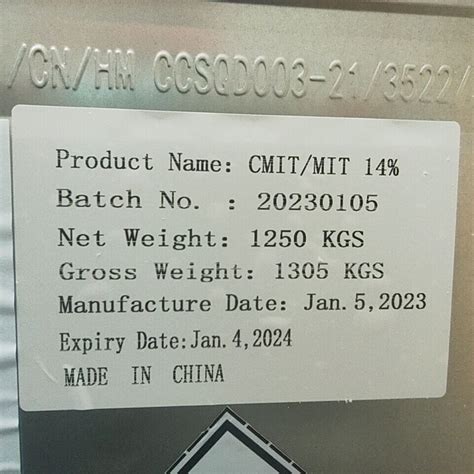 Sinobio Factory Cmit Mit Cas 26172 55 4 Fungicide Isothiazolinone Biocide Cmit Mit 14 1 5