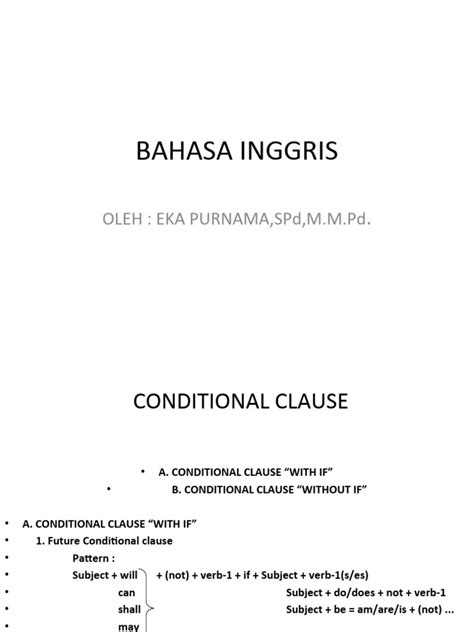 Conditional Clause Baru Download Free Pdf Subject Grammar Adjective
