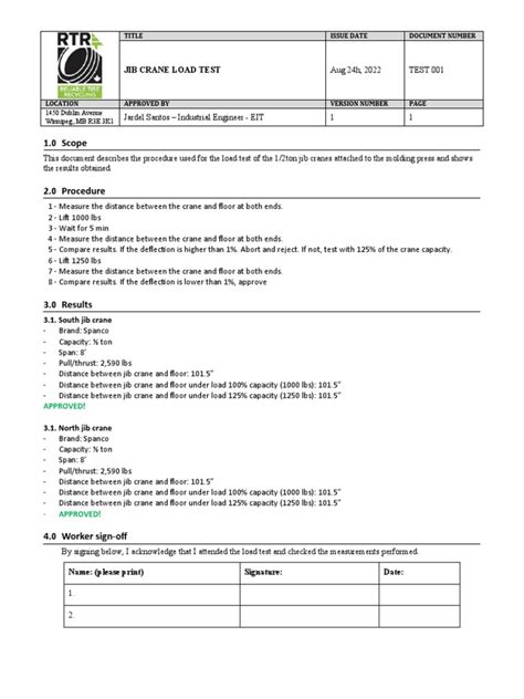 test 1 jib crane load test pdf