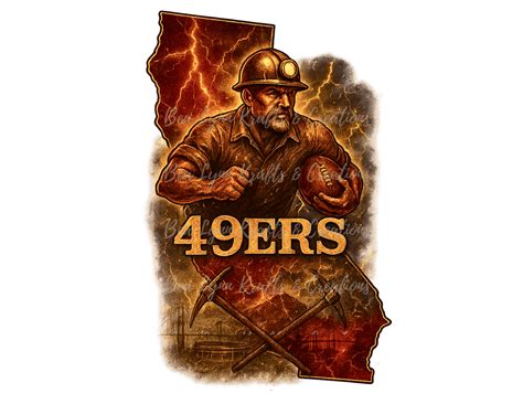 49ers Png California Gold Rush Miner With Football State Map