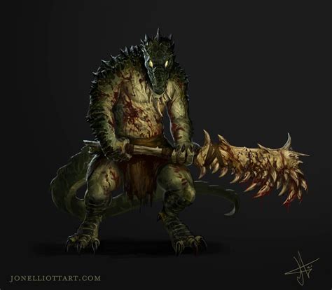 Oc Art Urthurtux Lizardfolk Barbarian Commission Rdnd