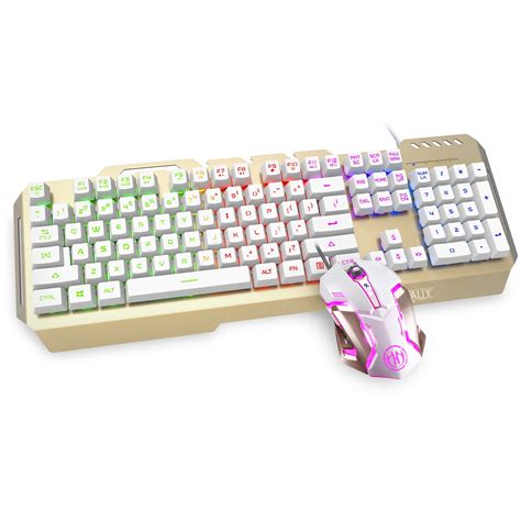 Hiraliy X11 Metal Base Rainbow Wired Backlit Membrane Gaming Keyboard And Gaming Mouse Combo Set