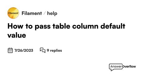 How To Pass Table Column Default Value Filament