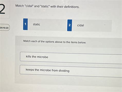 Solved Match Cidal And Static With Their
