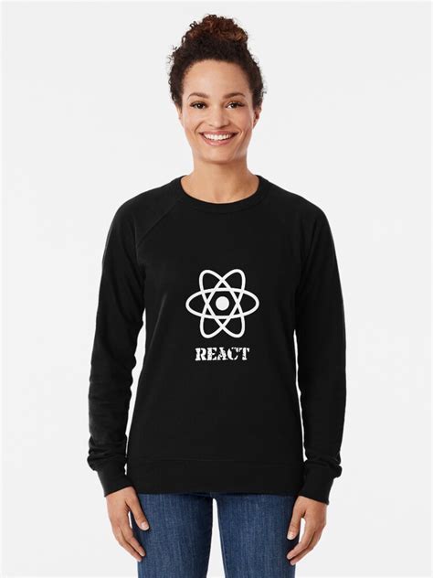 Official ReactJS React Js T Shirt White Logo Word Lightweight Sweatshirt For Sale By