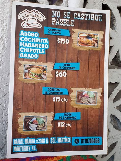 Menu At Si Hay Chamorro Restaurant Monterrey
