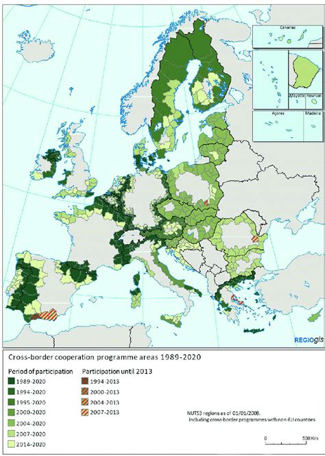 The Evolution Of Interreg A Programmes Areas From 1989 To 2020 Source Download Scientific