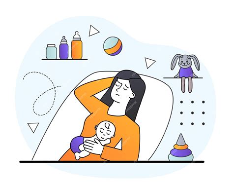 Premium Vector Tired Sleeping Mom Concept Fatigued Female Character
