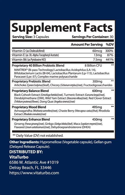 Women Wellness Support Daily Health Formula Vitaturbo