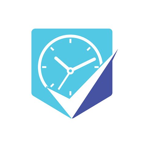 Time Management Vector Logo Template Check Mark With Clock Icon Vector