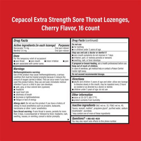 Cepacol Extra Strength Sore Throat Cherry Lozenges 16 Ct Frys Food
