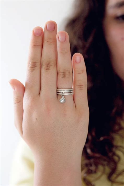 Silver Ring Set For Women Sterling Silver 3 Ring Set Ring With Charm