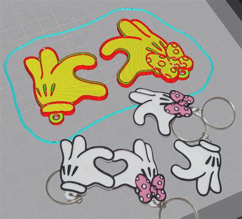 Archivo Stl Manos En Corazon De Minnie Y Mickey Mouse Combo 2 Llaveros・modelo De Impresión 3d
