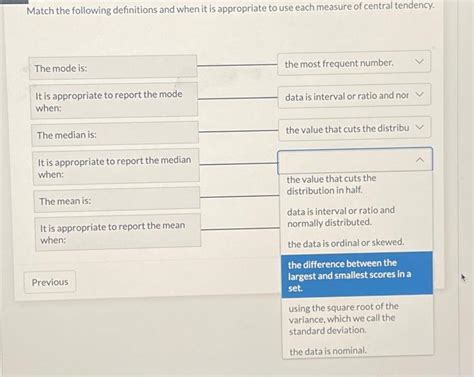 solved match the following definitions and when it is