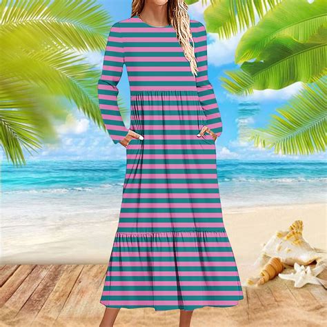 Cavosen Bodycon Dresses For Women Long Sleeve Blue Maxi Dress Smocked